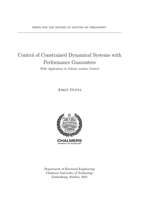Pdf Control Of Constrained Dynamical Systems With Performance Guarantees