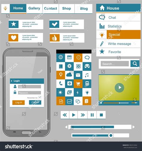Flat Icons Ui Web Elements Mobile Stock Vector Royalty Free