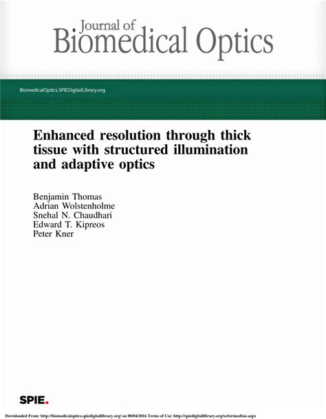 Pdf Enhanced Resolution Through Thick Tissue With Structured Illumination And Adaptive Optics