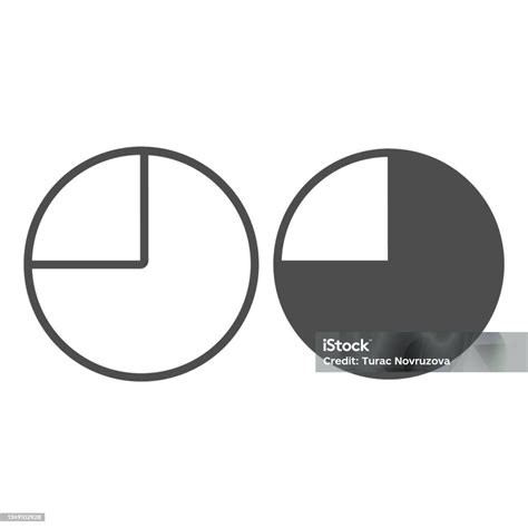 1분기 분수 선과 솔리드 아이콘 다이어그램 컨셉 흰색 배경에 대한 네 번째 원 벡터 사인 모바일 개념 및 웹 디자인에 대한 윤곽 스타일 아이콘이 있는 원형 차트 벡터 그래픽