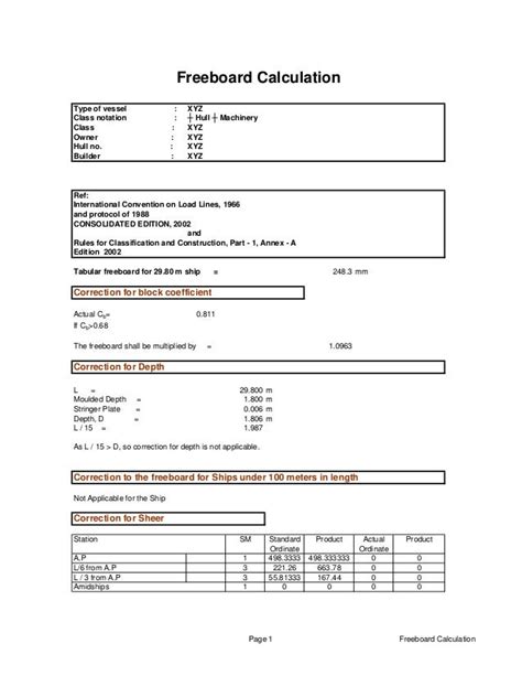 Freeboard Calculation