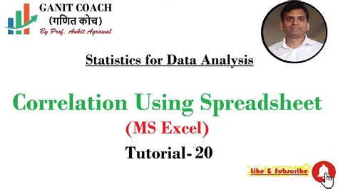 Tutorial 20 Correlation Using Ms Excel Correlation Analysis Youtube