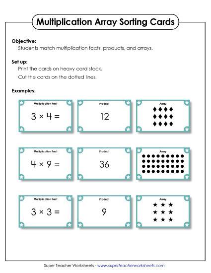 Array Card Sort Printable Multiplication Pdf Worksheet