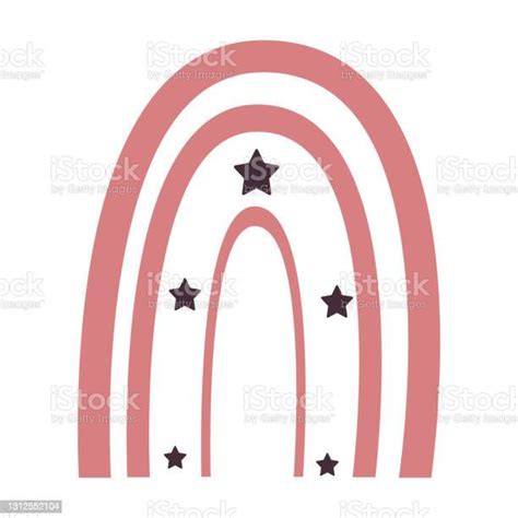 흰색 배경에 고립 된 핑크 무지개 트렌디 최소한의 디자인 플랫 선형 스타일의 패셔너블한 벡터 일러스트레이션 미니멀 한 추상적 인