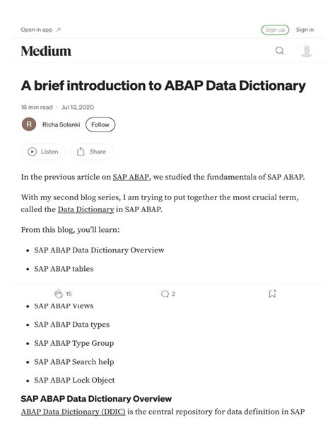 A Brief Introduction To Abap Data Dictionary By Richa Solanki Medium Pdf Databases Computing
