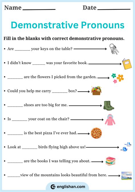 Demonstrative Pronouns Worksheets With Answers