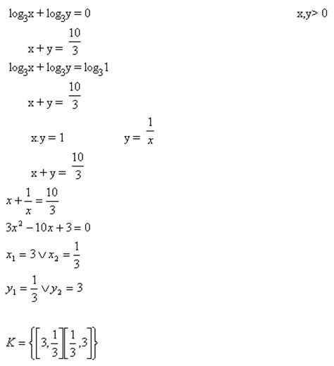 Sets Of Logarithmic Equations Examples Of Problems With Solutions