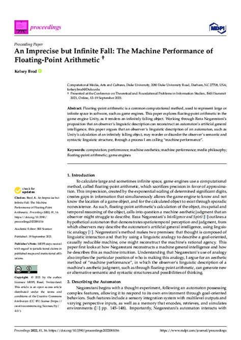 Pdf An Imprecise But Infinite Fall The Machine Performance Of