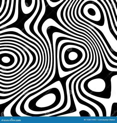 Movement Lines Illusion Abstract Wave Whith Black And White Curve Lines Vector Optical