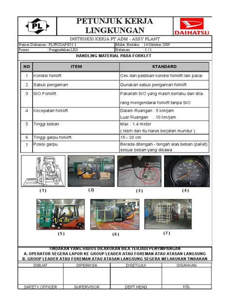 Sop Handling Material Assy Plant Pdf