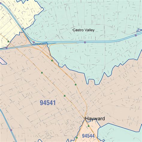 Color Cast Zip Code Style Wall Map Of Castro Valley Ca American Map