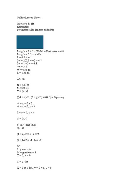 Online Lesson Notes Pdf Quadratic Equation Cartesian Coordinate System