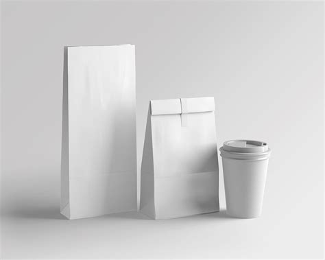 커피 봉투 컵 목업