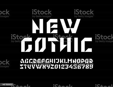 추상 하이테크 테크노 알파벳 글꼴 문자 및 숫자 벡터 일러스트 레이 션 10eps 락 음악에 대한 스톡 벡터 아트 및 기타 이미지 락 음악 컴퓨터 글자 고딕 양식