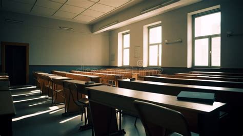 Empty Defocused University Classroom Generative Ai Stock Illustration