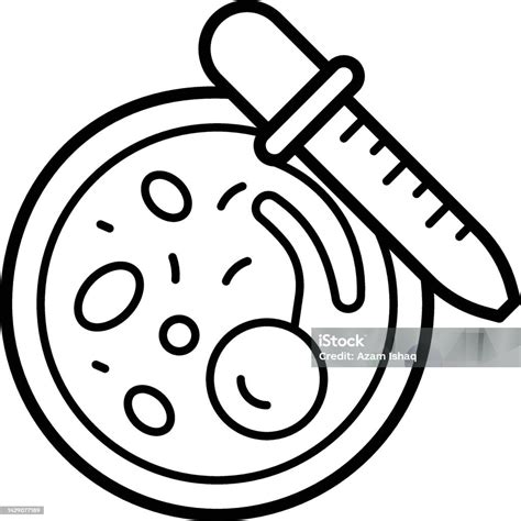 페트리 벡터 라인 아이콘 디자인 생화학 기호 생물학적 프로세스 기호 생명 과학 및 엔지니어링 스톡 일러스트레이션 테스트 및 관찰