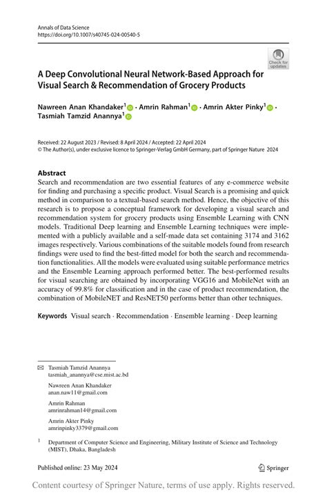 A Deep Convolutional Neural Network Based Approach For Visual Search And Recommendation Of Grocery