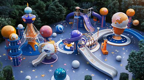 A Colorful And Imaginative Spacethemed Playground Premium Ai