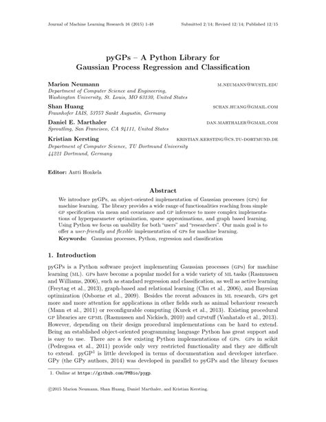 Pdf Pygps A Python Library For Gaussian Process Regression And