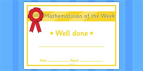 Mathematician Of The Week Certificate Teacher Made