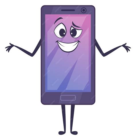 Premium Vector Funny Cartoon Smartphone Shrugging Phone Mascot Character