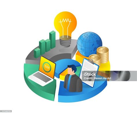 전사적 자원 관리 Erp 원형 차트 아이소메트릭 플랫 3d 그림 개념 사람들에 대한 스톡 벡터 아트 및 기타 이미지 사람들 원형 차트 개념 Istock
