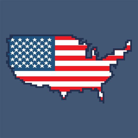 Usa Map With Flag Pixel Style Illustration 40752823 Vector Art At Vecteezy