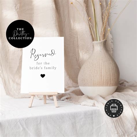 Reserved Table Sign Template Printable Reserved Seating Brides