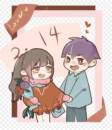 발렌타인 데이 귀여운 일러스트 만화 손으로 그린 핑크색 그린 발렌타인 Png 일러스트 및 Psd 이미지 무료 다운로드 Pngtree