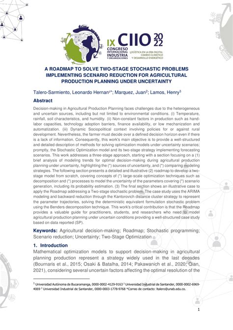 Pdf A Roadmap To Solve Two Stage Stochastic Problems Implementing