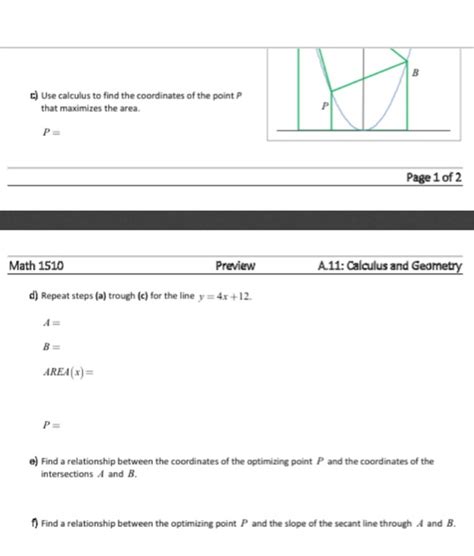 Solved Math 1510 Preview A 11 Calculus And Geometry