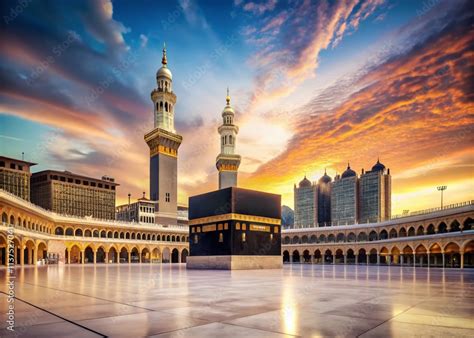 Illustration Stock Kaaba Makkah Peaceful Sanctuary Holy Mosque Islam