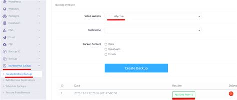 how to create local incremental backups in cyberpanel knowledge base
