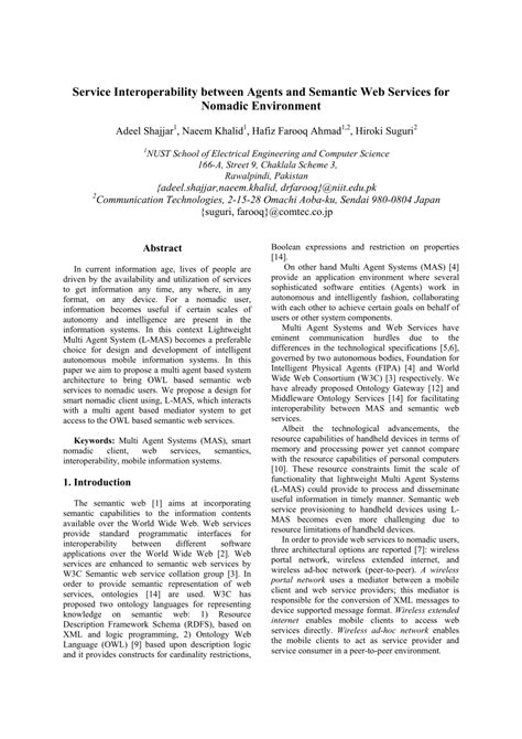 Pdf Service Interoperability Between Agents And Semantic Web Services For Nomadic Environment