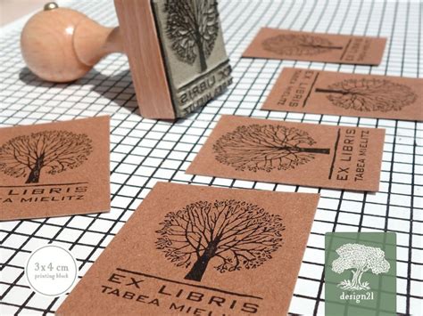 Tree Personalised Rubber Stamp X Cm Etsy