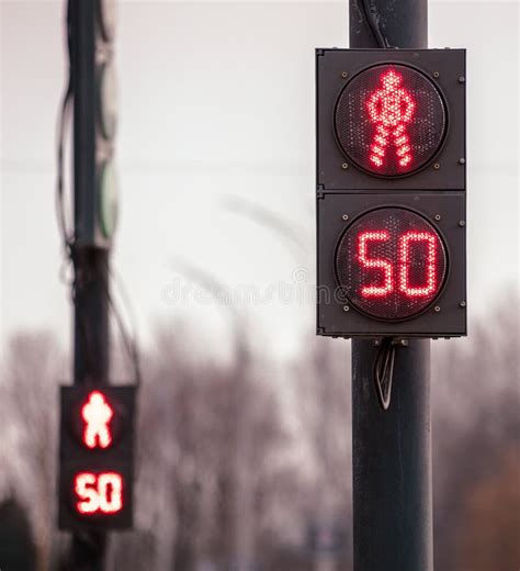 Red Traffic Light For A Pedestrian With A Countdown Stock Image Image Of Control Signal