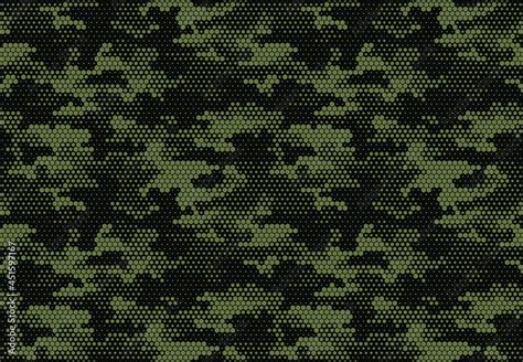 Seamless Camouflage Pattern Repeating Digital Dotted Hexagonal Camo Military Texture Background