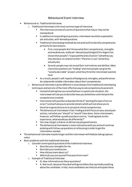 Behavioural Event Interview Ppt