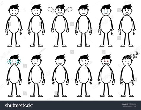 Set Stick Men Different Emotions Vector De Stock Libre De Regalías