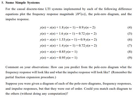 Solved 8 Some Simple Systems For The Causal Discrete Time