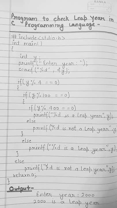 Write A Program To Check Leap Year In C Language C Programming Language Youtube