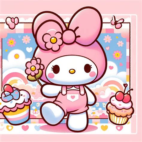 My Melody With Pink Overalls Short 9 Ai Drawing By Cuddlesnam On
