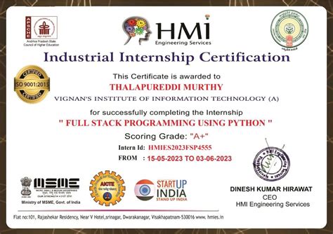 Hello Connections View My Internship Certification For Successfully