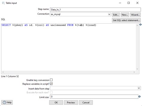 Field Not Found When Insert Update With Variable In Pentaho Stack