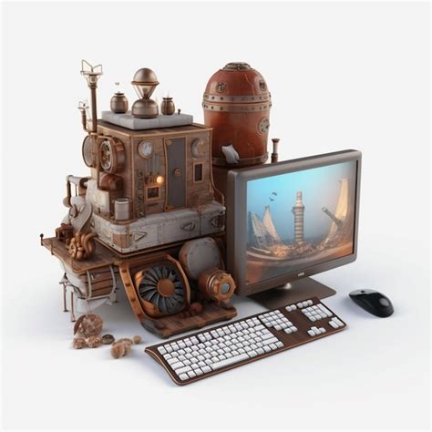 Premium Ai Image There Is A Computer And A Monitor On A Desk With A Mouse Generative Ai