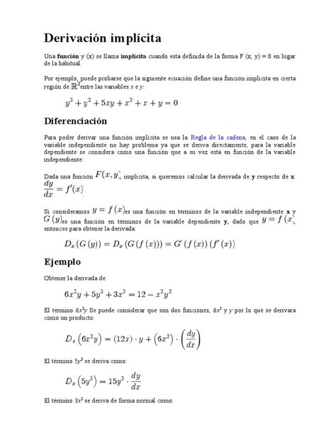 Derivacion Implicita Pdf
