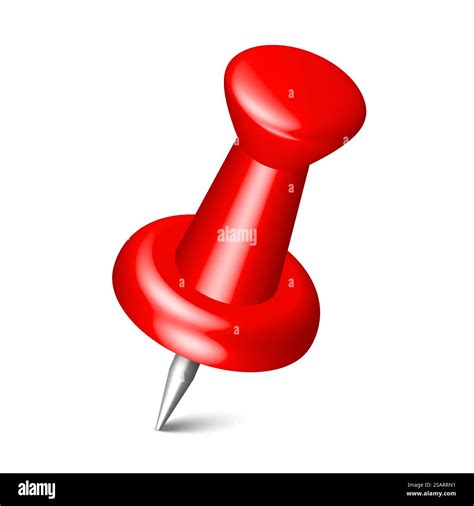 Pin With Shadow Isolated On White Background Vector Red Plastic
