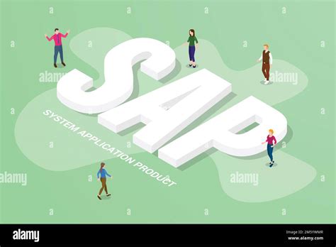 Sap System Application Product Concept Big Text Word And People Around With Modern Isometric