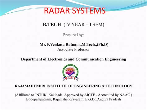 Radar Systems Unit Ii Cw And Frequency Modulated Radar Pptx
