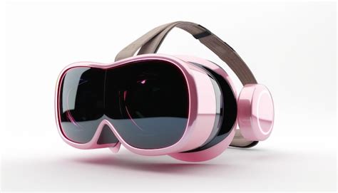 Pink Vr Headset With Headphones On White Background Premium Ai